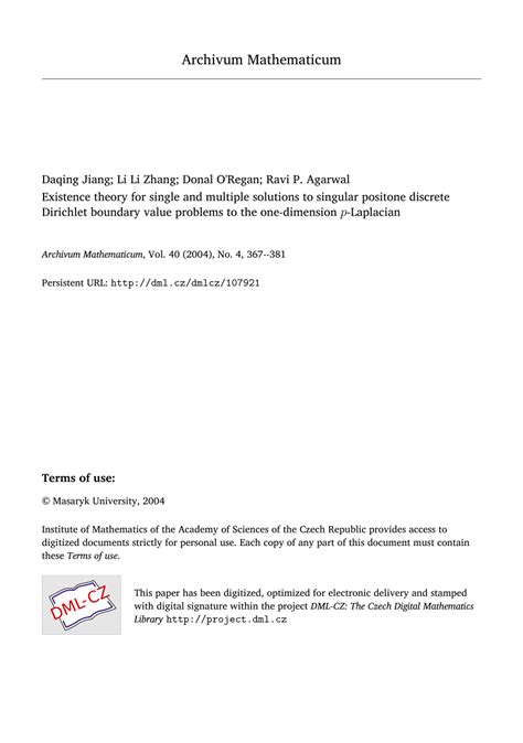 Pdf Existence Theory For Single And Multiple Solutions To Singular Positone Boundary Value