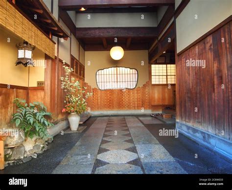 Traditional Hotel Ryokan In The Japanese City Of Kyotoold Building