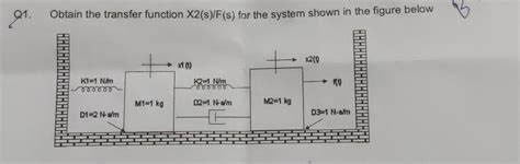 Solved 1 Obtain The Transfer Function X2sfs For The