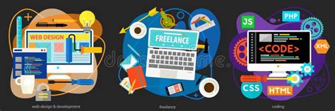 Coding Programming Scripting And Development Concept Banners Stock