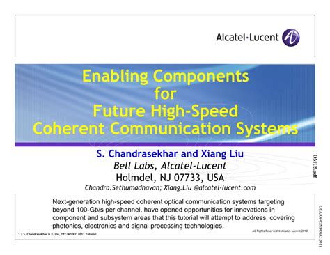 Pdf Enabling Components For Future High Speed Coherent Communication Systems