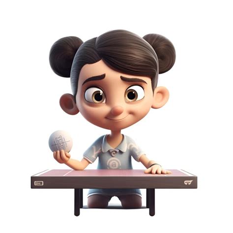 Representación 3d De Una Niña Jugando Tenis De Mesa Aislado Sobre Fondo