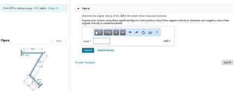 Solved If Link Cd Is Rotating At Wcd 65 Rads Figure 1