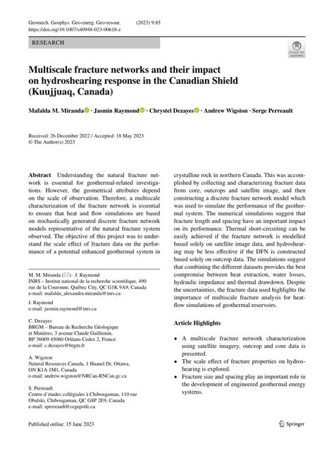 Pdf Multiscale Fracture Networks And Their Impact On Hydroshearing