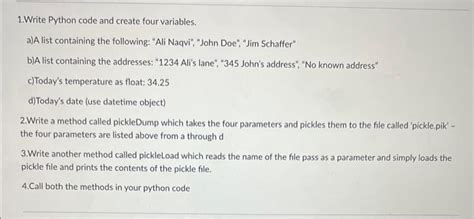 Solved 1write Python Code And Create Four Variables Aa