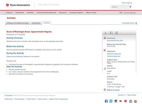 Texas Instruments Sums Of Rectangle Areas Approximate Integrals