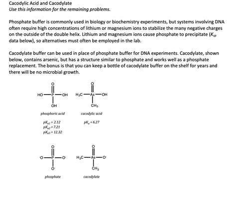 Solved Cacodylic Acid And Cacodylate Use This Information