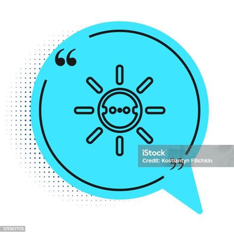 흰색 배경에 격리 된 검은 줄 태양 에너지 패널 아이콘 번개 기호와 태양 파란색 음성 버블 기호입니다 벡터 0명에 대한 스톡 벡터 아트 및 기타 이미지 Istock