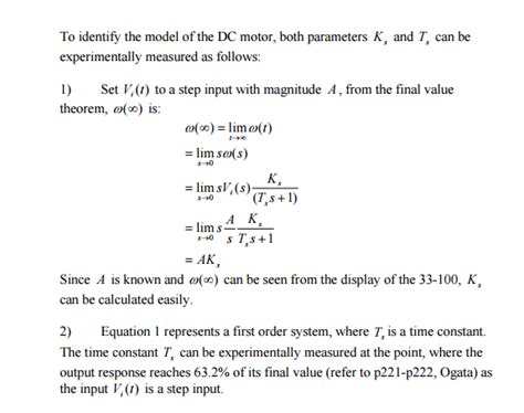 dc motor modelling the de motor shown in figure 1
