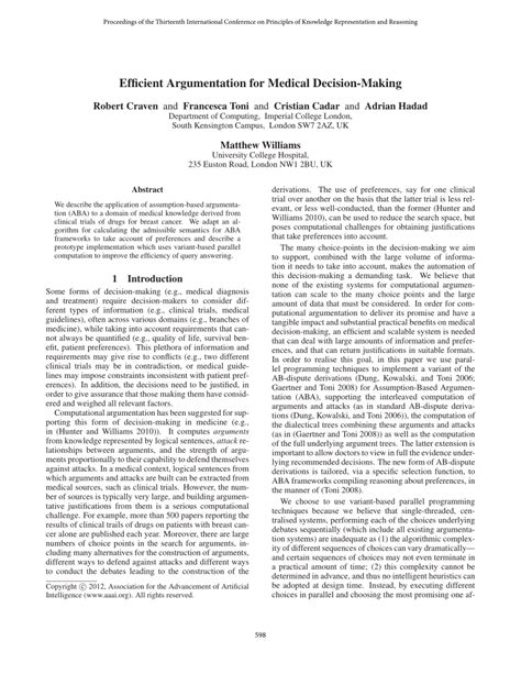 Pdf Efficient Argumentation For Medical Decision Making