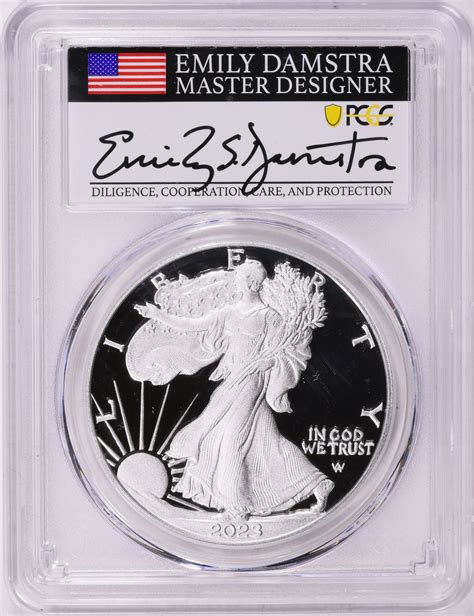 2023 W 1 Silver Eagle Advanced Release Pcgs Proof 70 Dcam Emily