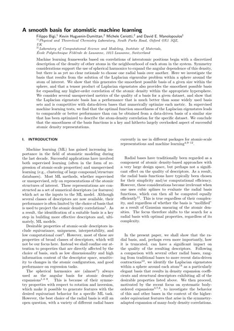 Pdf A Smooth Basis For Atomistic Machine Learning