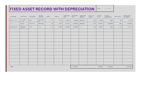 Fixed Asset Spreadsheet Fixed Assets Depreciation Etsy