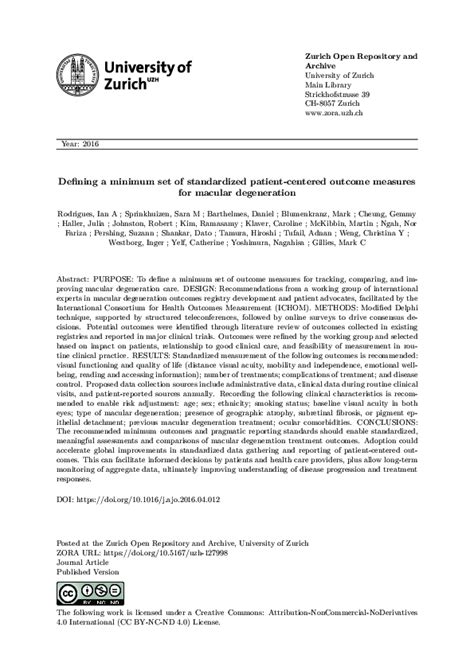 Pdf Defining A Minimum Set Of Standardized Patient Centered Outcome