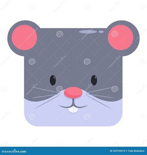 Cute Square Mouse Face Showing Big Smile Stock Illustration