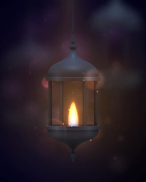Premium Vector Vintage Dark Blue Lantern With A Burning Realistic Fire