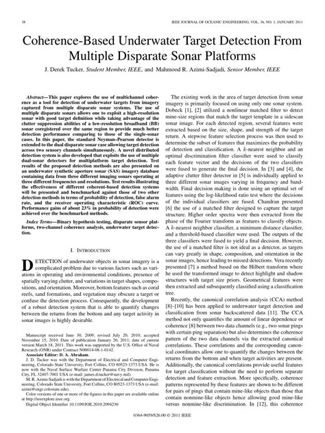 Pdf Coherence Based Underwater Target Detection From Multiple