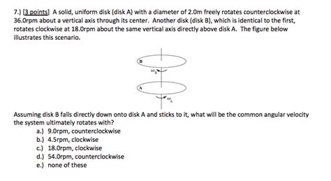 Points A Solid Uniform Disk Disk A With A Chegg Com