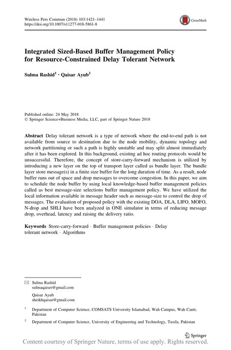 Integrated Sized Based Buffer Management Policy For Resource