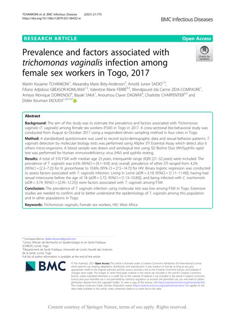 Pdf Prevalence And Factors Associated With Trichomonas Vaginalis
