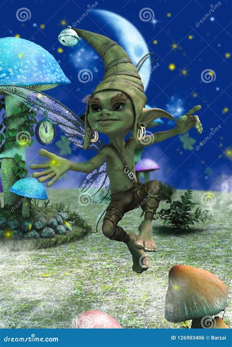 Portrait Of A Fairy Tale Pixie Male Jumping Stock Illustration Illustration Of Jumping Myth