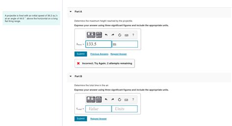 Solved Part Determine The Total Horizontal Distance Covered Chegg