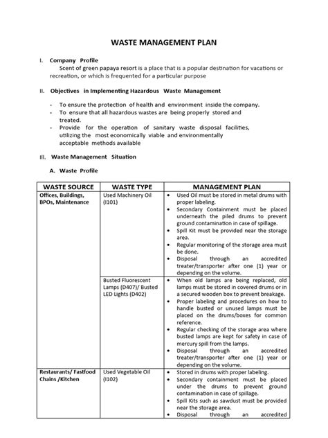 6b Waste Management Plan Sample 2 Pdf