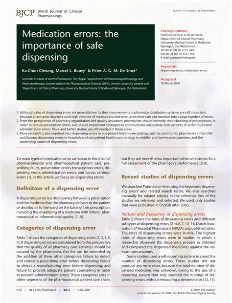 PDF Medication Errors The Importance Of Safe Dispensing