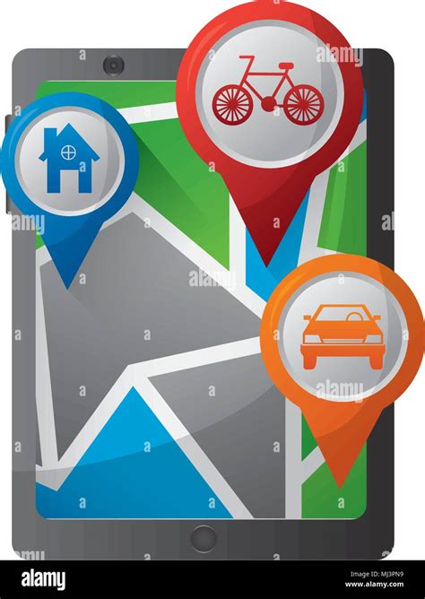 Mobile Gps Navigation Map And Pointer Location Vector Illustration Stock Vector Image Art Alamy
