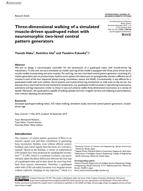 pdf three dimensional walking of a simulated muscle driven quadruped robot with neuromorphic