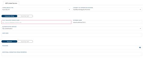 Configuring An Adf Linked Service Connection For Azure Sql Database Managed Instance