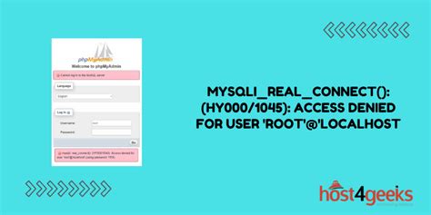 How To Fix Mysqlirealconnect Hy0001045 Access Denied For User Rootlocalhost