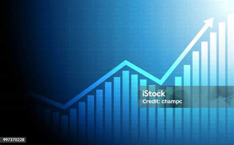 파란색 배경에 주식 시장 상승 경향 선 그래프 화살표와 추상 금융 차트 가격에 대한 스톡 벡터 아트 및 기타 이미지 가격