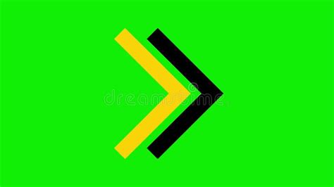 Animated Yellow And Black Symbol Of Triangular Arrow Flat Striped Icon Points To The Right