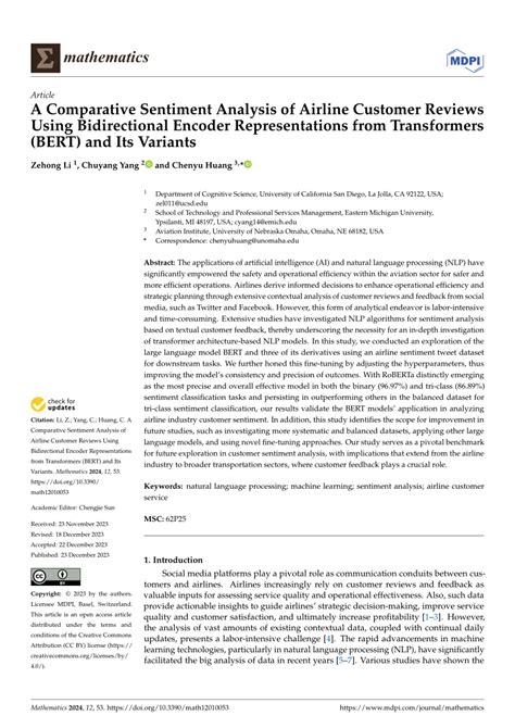 Pdf A Comparative Sentiment Analysis Of Airline Customer Reviews