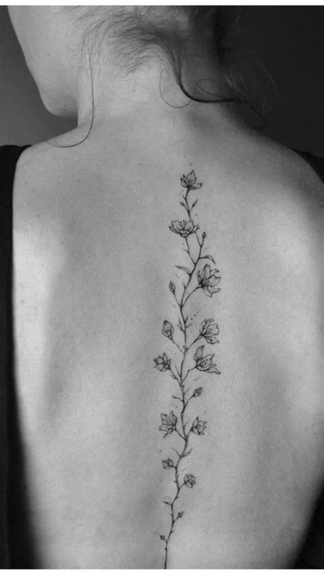 Spine Floral Tattoo Back Tattoo Tattoos Spine