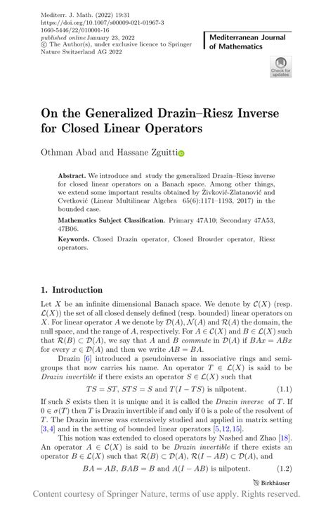 On The Generalized Drazin Riesz Inverse For Closed Linear Operators Request Pdf