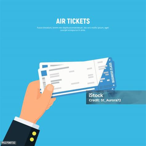 클로즈업 사업가 손 항공 탑승 티켓을 들고 항공사 탑승 티켓 비즈니스 클래스입니다 여행 및 비즈니스 여행 개념입니다 평면 스타일에 벡터 그림입니다 개념에 대한 스톡 벡터