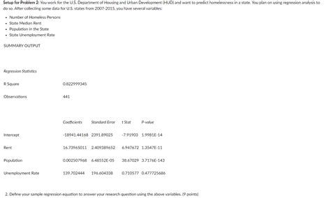 Solved Setup For Problem 2 You Work For The U S Department Chegg Com