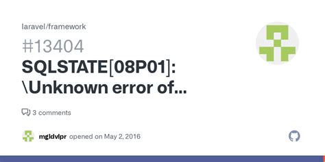 Sqlstate 08p01 Unknown Error Of Postgre · Issue 13404 · Laravel