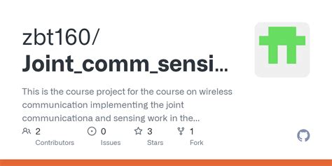 Github Zbt160jointcommsensing This Is The Course Project For The