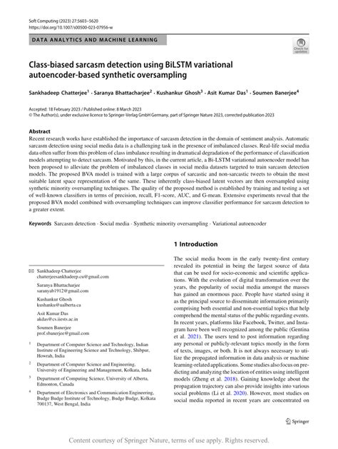 Class Biased Sarcasm Detection Using Bilstm Variational Autoencoder Based Synthetic Oversampling