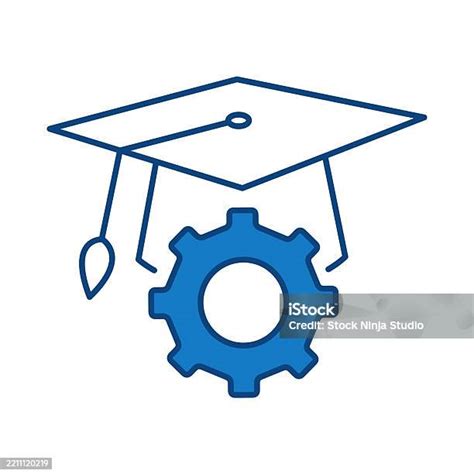 교육 설정 파란색 선 아이콘입니다 E러닝 교육 교육 온라인 학습 편집 가능한 스트로크 아이콘 공부에 대한 스톡 벡터 아트 및