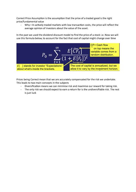 Correct Price Assumption Is The Assumption That The Price Of A Traded