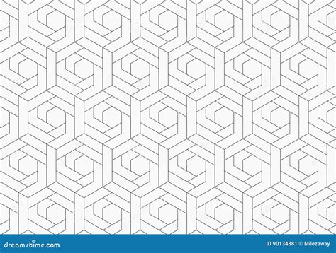 Geometric Pattern Repeating Linear Hexagon Abstract Flower Stock