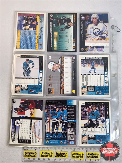 Hockey Cards 1990s Variety Signed 5 Sheets ~ 9 Per Sheet Incl Nelson Emerson Ken Klee Yuri