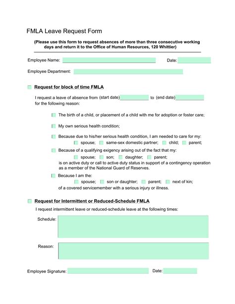 Fmla Leave Request Form