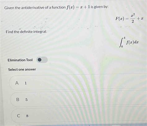 Given The Antiderivative Of A Function F X X 1 Is Given By F X X 2 2 X Find The Defni [algebra]