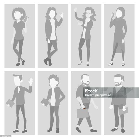 자리 표시자 아바타 설정된 벡터입니다 회색 그림 프로필 전체 길이 초상화 남자 여자 얼굴 사진입니다 사업 사업 여자 인간의 웹 사진입니다 기본 아이콘입니다 일러스트 레이 션