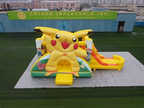 T2 4444 Pokémon Pikachu Bouncy Castle With Slide Best Professional Inflatable Slides